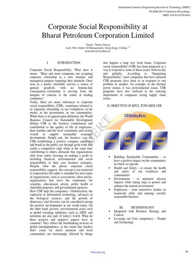 BPCL's Commitment to CSR Initiatives | PDF | Corporate Social ...