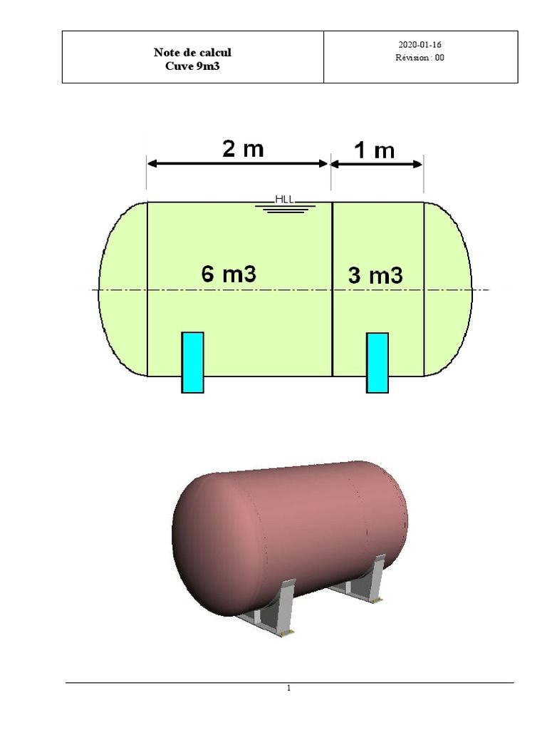 Calcul Volume Cuve 9m3 Cylindrique | PDF | Flexion (matériau) | Pression