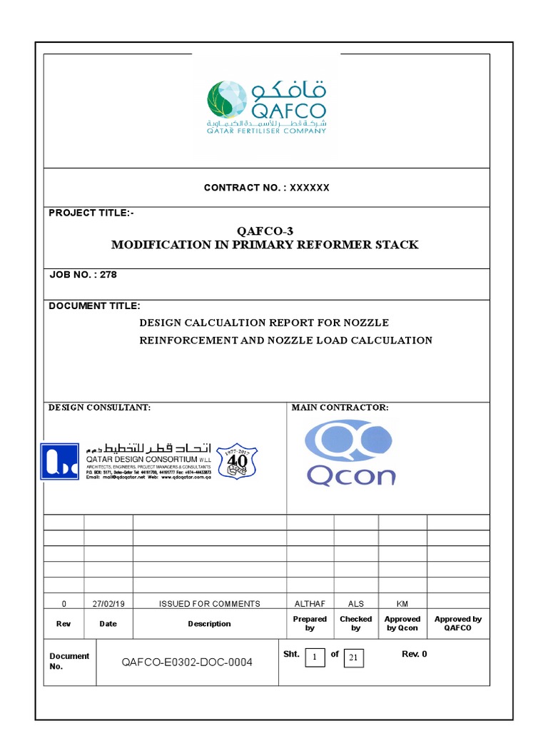 Nozzle Calculation - Primary Reformer Stack-R0 | Download Free PDF ...