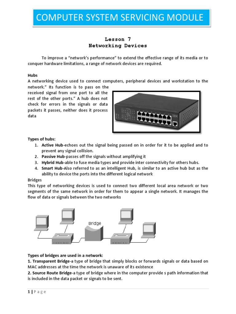 Lesson 7 Networking Devices | Download Free PDF | Computer Network ...
