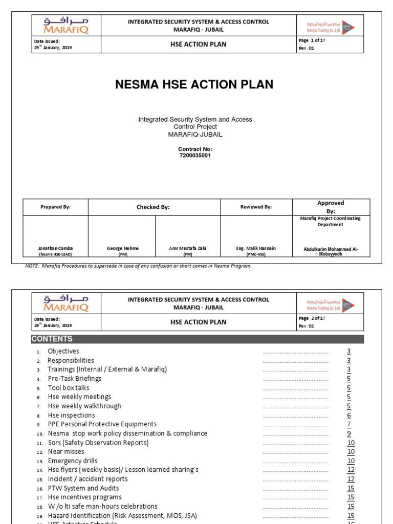 Hse Action Plan 2019 Marafiq Jubail | PDF | Personal Protective ...