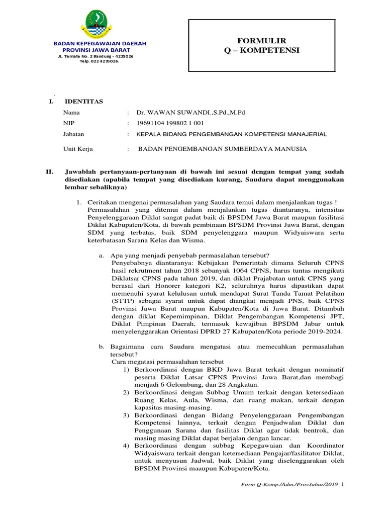 Form-Q KOMP 2019 | PDF