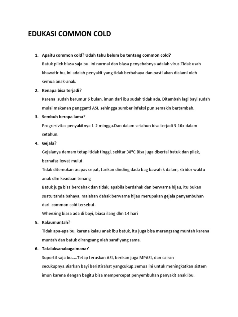 Edukasi Common Cold | PDF