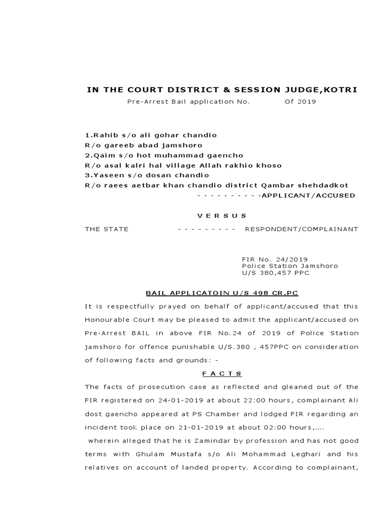 Pre Arrest Bail | PDF | Affidavit | Bail