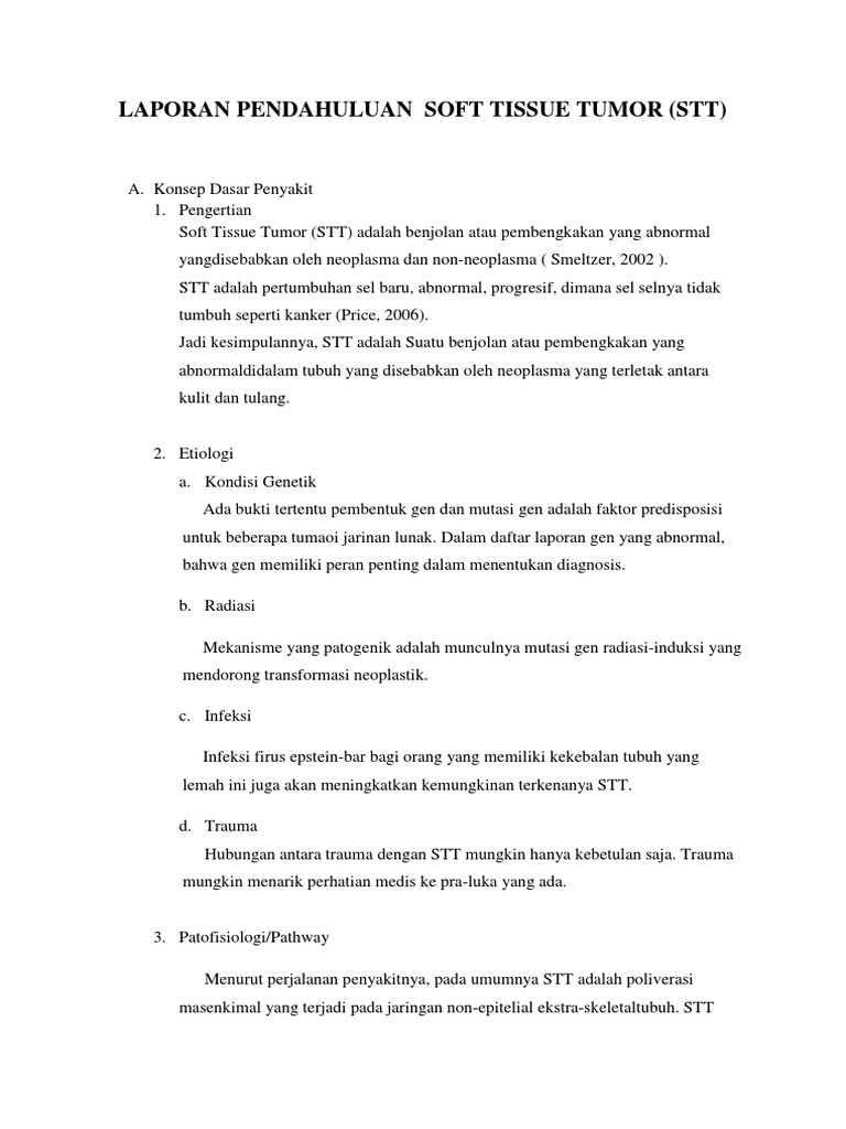 Laporan Pendahuluan Soft Tissue Tumor STT | PDF
