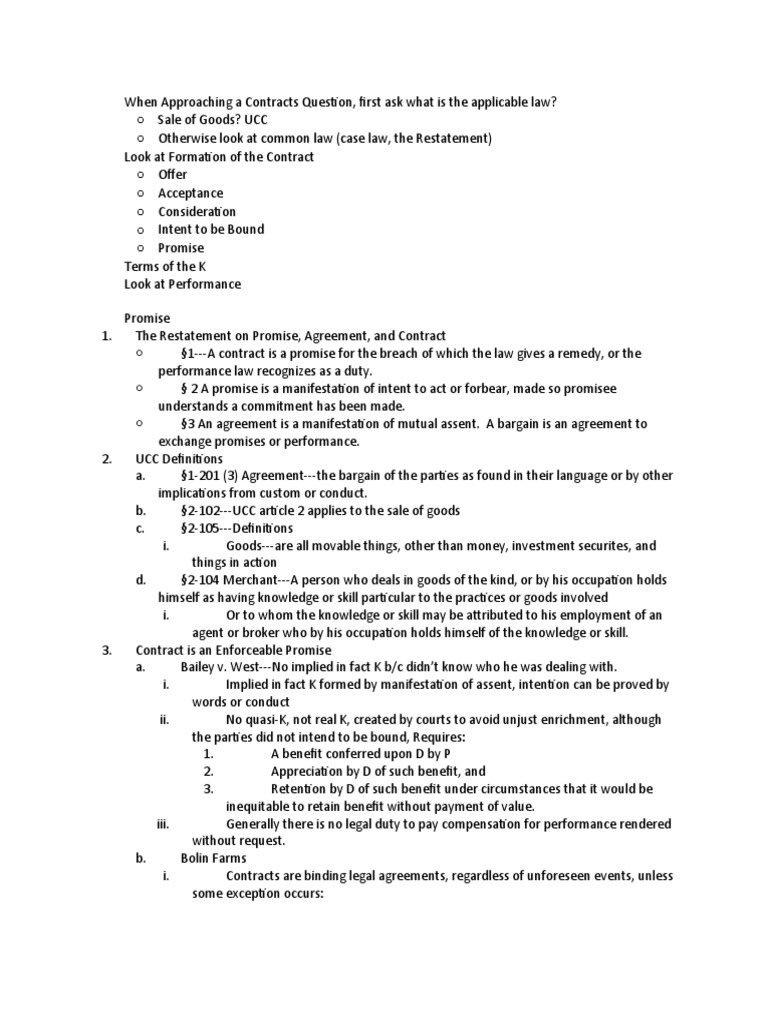 Contracts Outline | PDF | Business | Offer And Acceptance