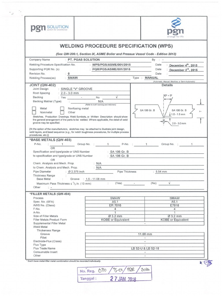 WPS ASME Sec. IX | PDF