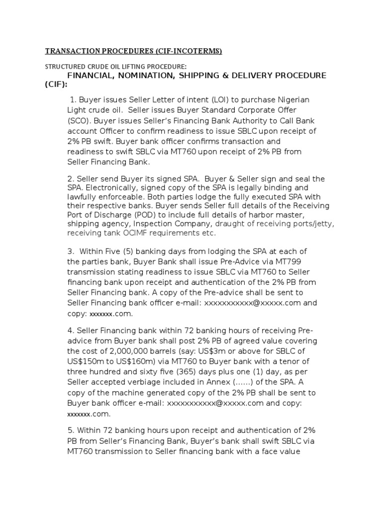 Cif Procedure 2 Upfront | PDF | Invoice | Receipt