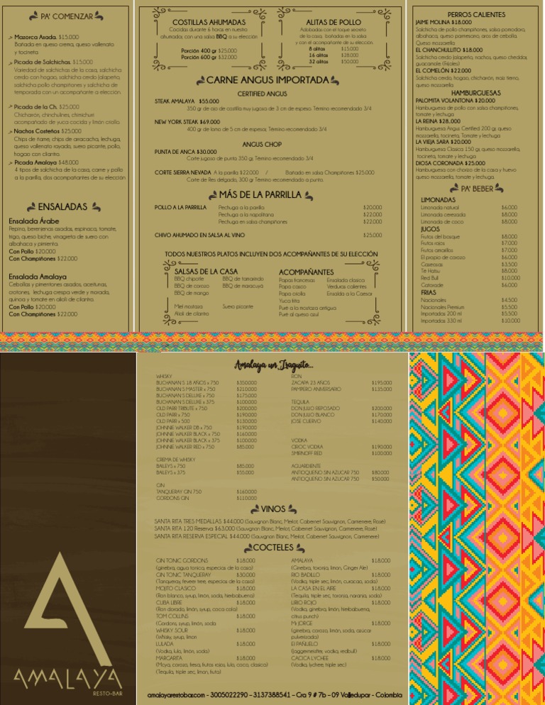 Menu Amalaya Final COMPACTO | PDF | ensalada | Hamburguesas