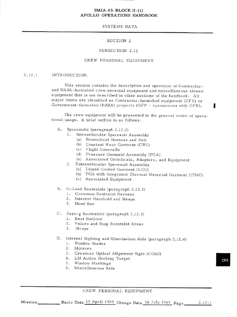 Apollo Operations Handbook Block II Spaceraft Vol 1 Part 2 | PDF ...