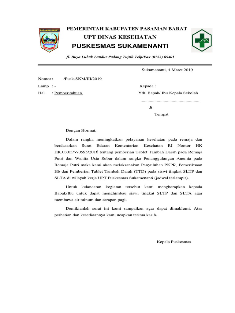 Surat Obat Cacing | PDF