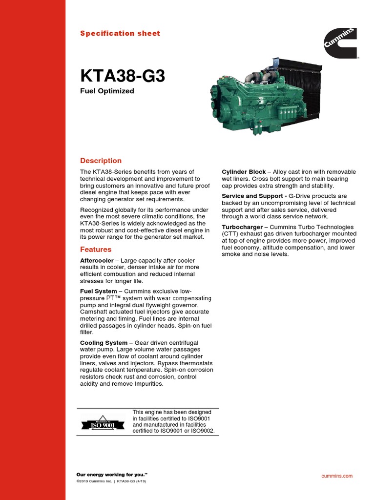 Ficha Tecnica Kta38g3 - 3 | PDF | Turbocharger | Horsepower