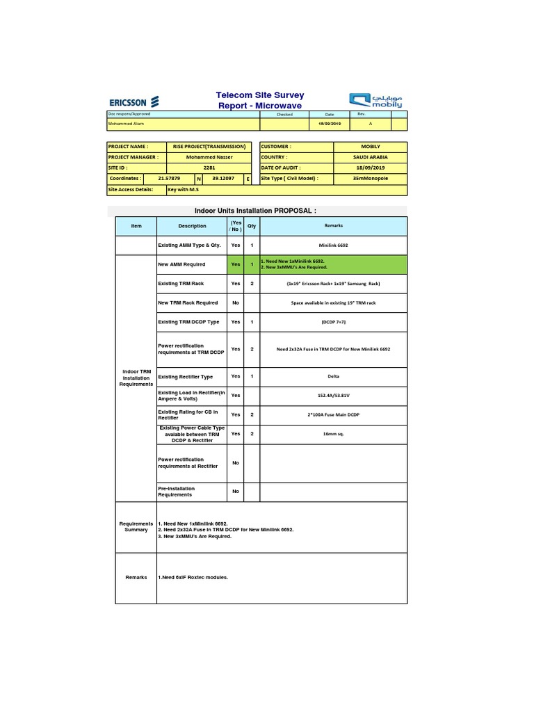 2281 - TRM TSSR Project 2019-Mobily - Rev1 PDF | PDF | Rectifier ...