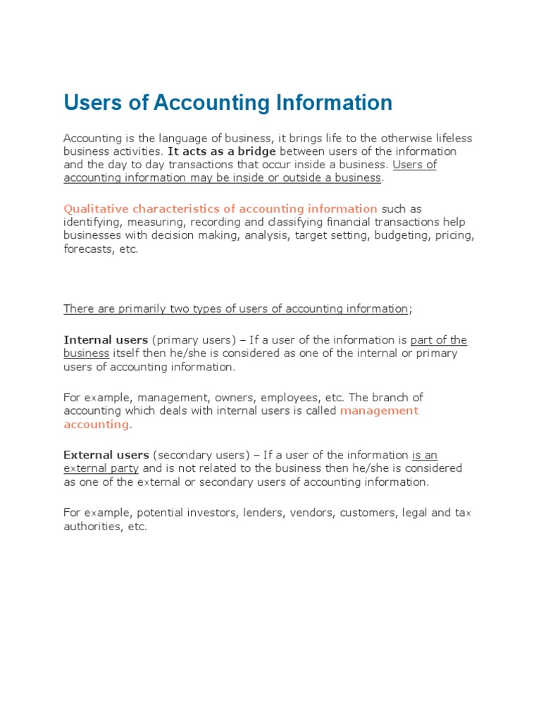 A Comprehensive Guide to Internal and External Users of Accounting ...