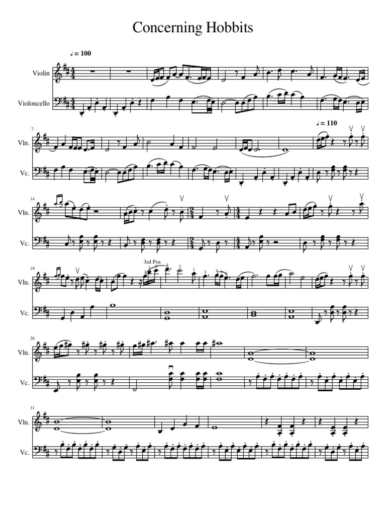 Concerning Hobbits Violin Cello Duet | PDF