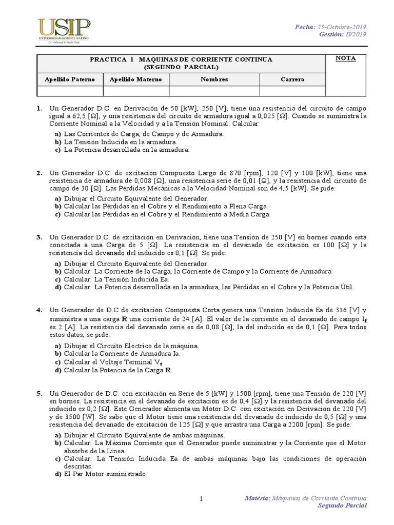 01 PRACTICA 1 - 2do PARCIAL | PDF | Generador eléctrico | Resistencia ... 01 PRACTICA 1 - 2do PARCIAL | PDF | Generador eléctrico | Resistencia ...
