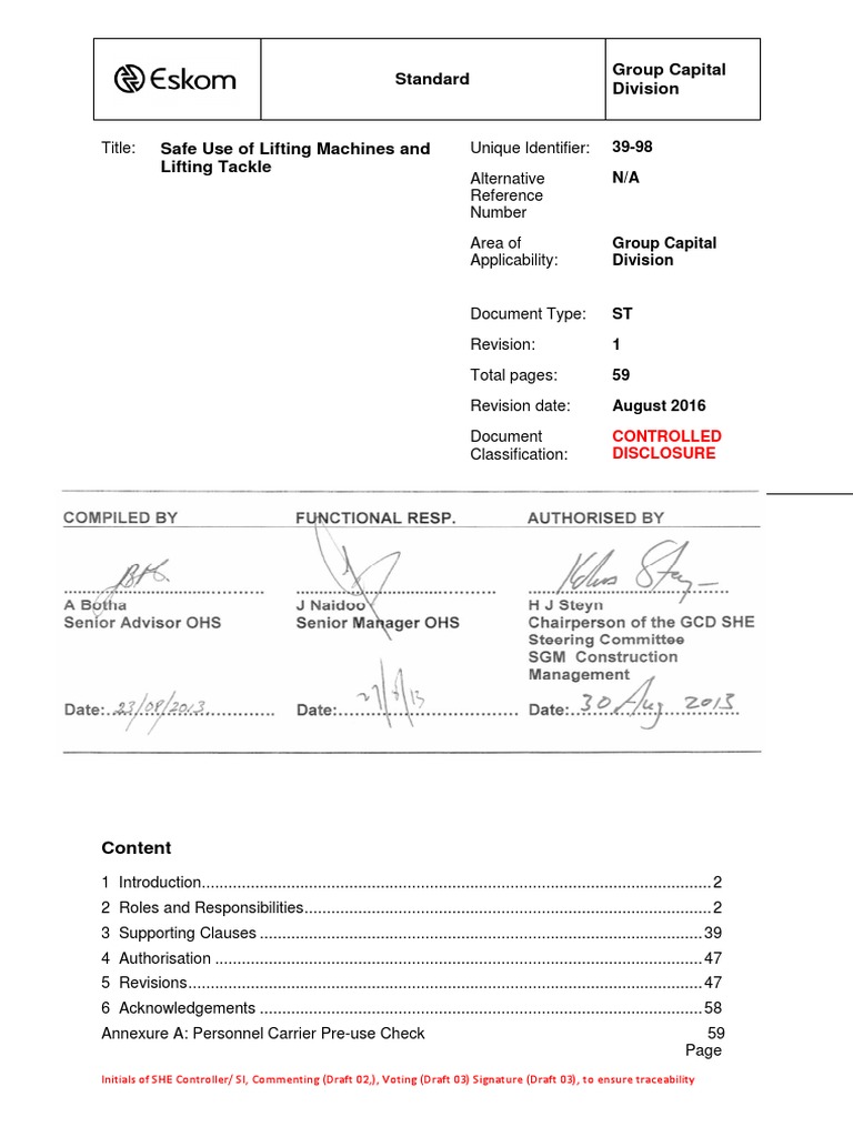 39-98 - Safe Use of Lifting Machines and Lifting Tackle - 0 | PDF ...