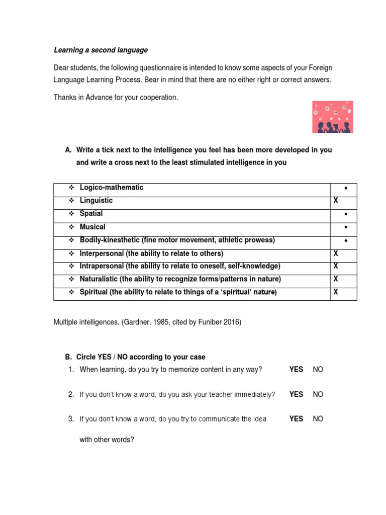 Learning A Second Language-Questionnaire JacoboGarrido | PDF | Second ...