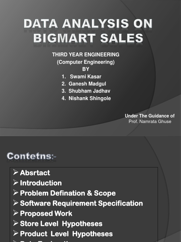 Data Analysis On BigMart Sales | PDF | Prediction | Time Series