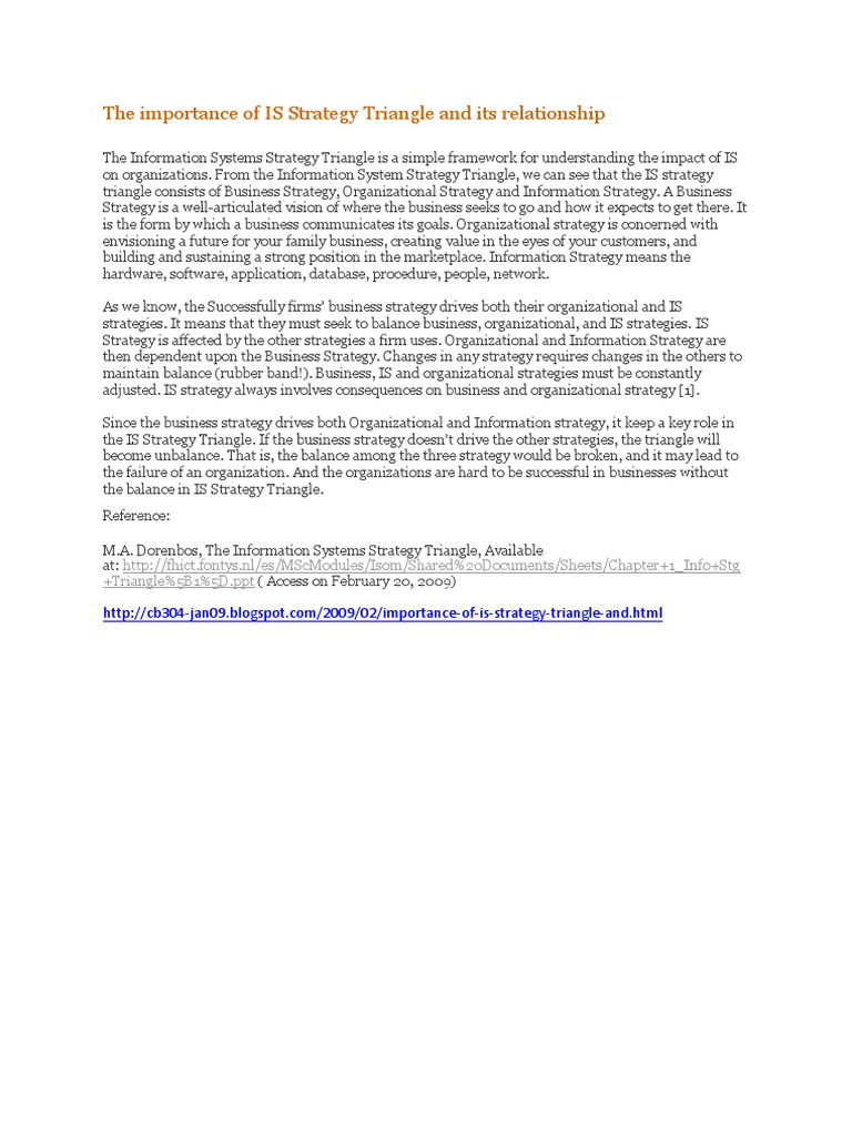 The Importance of IS Strategy Triangle and Its Relationship | PDF