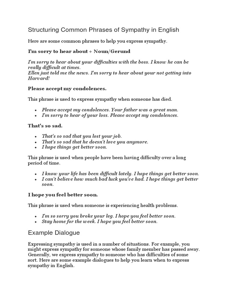 Expressing Sympathy | PDF | Sympathy | Grammar