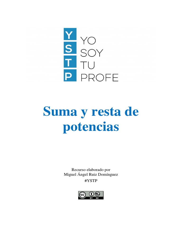 Suma y Resta de Potencias Yo Soy Tu Profe | PDF | Exponenciación | Multiplicación