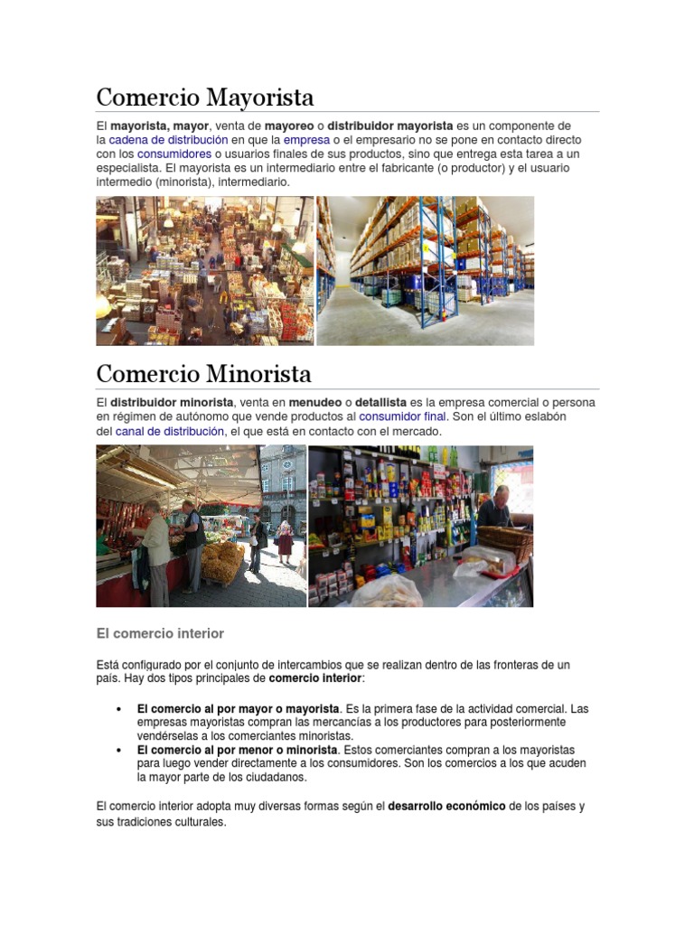 Definición de Comercio Mayorista y Minorista | PDF | Al por menor ...