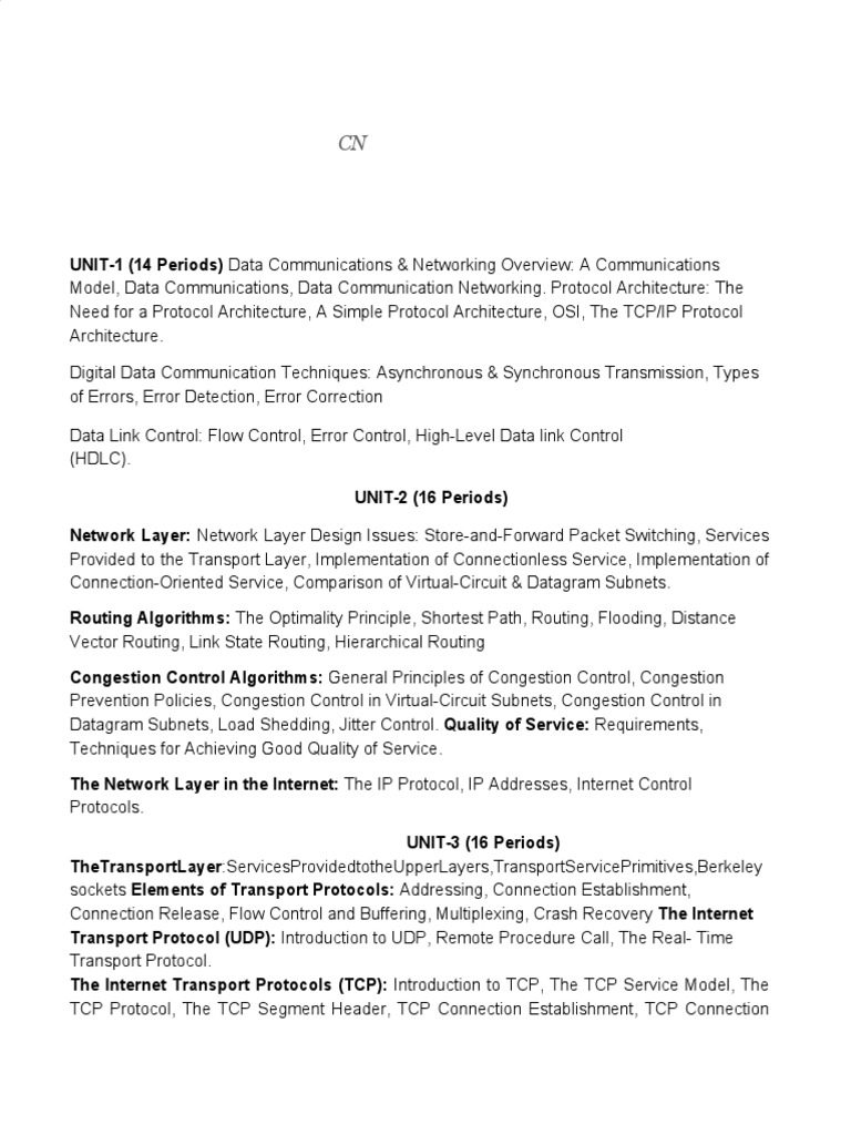 CN Lesson Plan (2019-20) PDF | PDF | Transmission Control Protocol ...