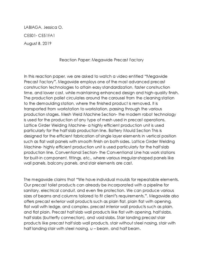 Megawide Precast Factory Review | PDF | Precast Concrete | Factory