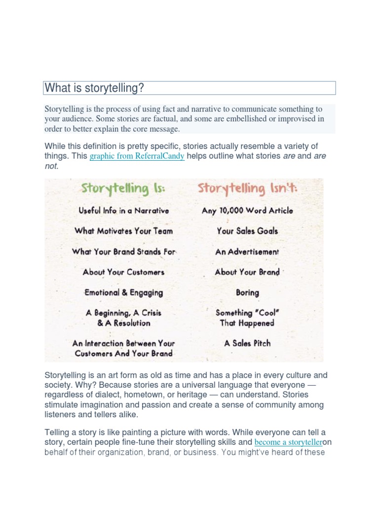 What Is Storytelling | PDF | Narrative | Storytelling