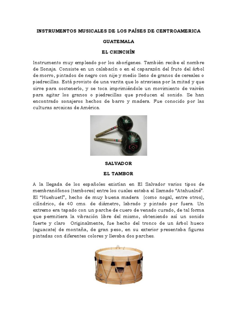 Instrumentos Musicales de Centroamérica | PDF | Entretenimiento ...