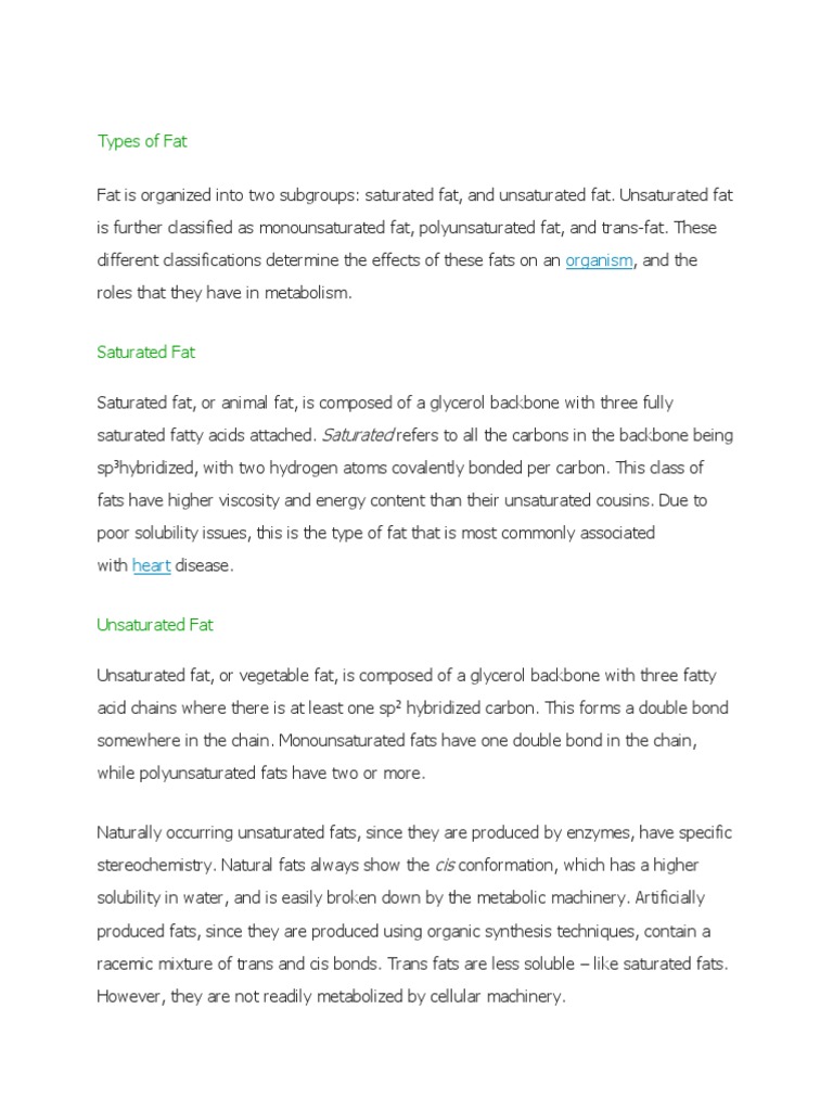 Types of Fat | PDF | Fat | Saturated Fat
