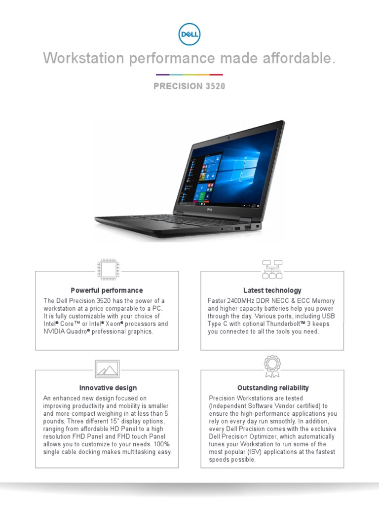 Dell Precision 3520 Spec Sheet | PDF | Workstation | Solid State Drive