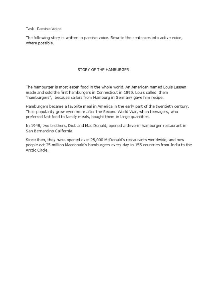 Active Voice Rewrite of Hamburger History | PDF