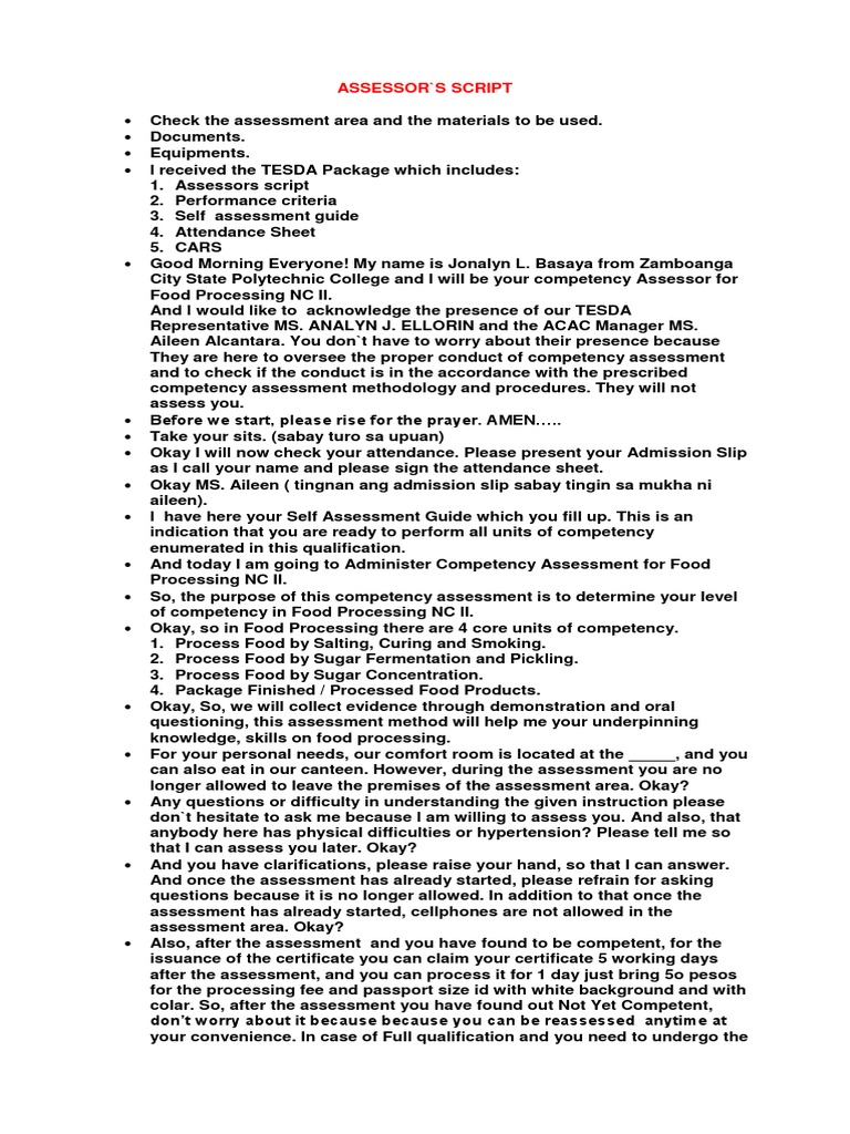 ASSESSOR Script | PDF | First Aid