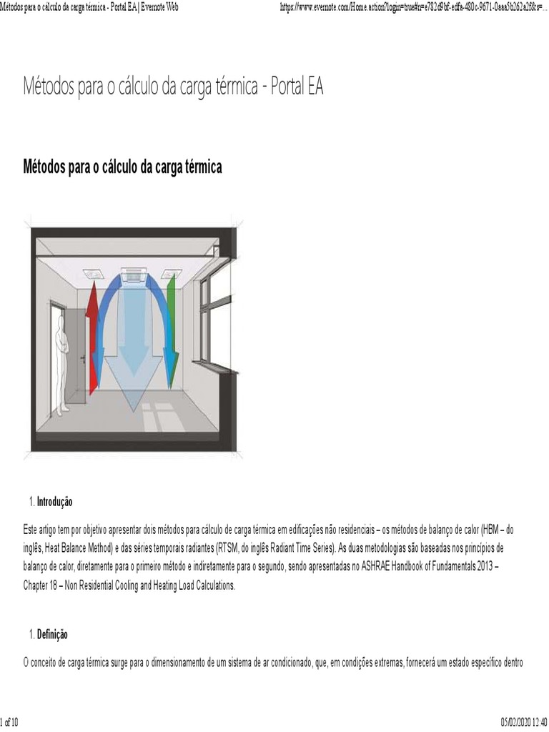 Métodos para o Cálculo Da Carga Térmica | PDF | Condução Térmica | Calor