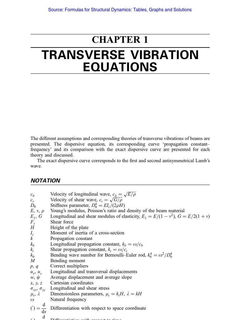 Formulas For Structural Dynamics Tables, Graphs and Solutions | PDF ...