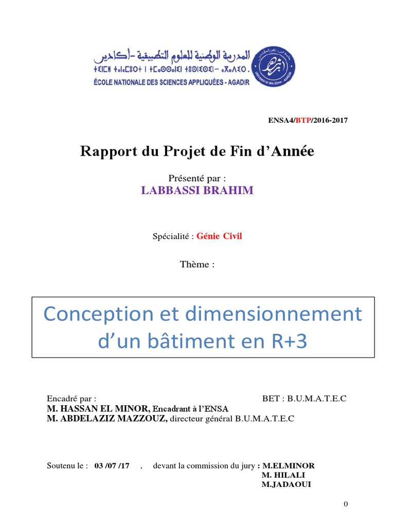 Conception Et Dimensionnement D'un Bâtiment en R+3 | PDF | Béton armé ...