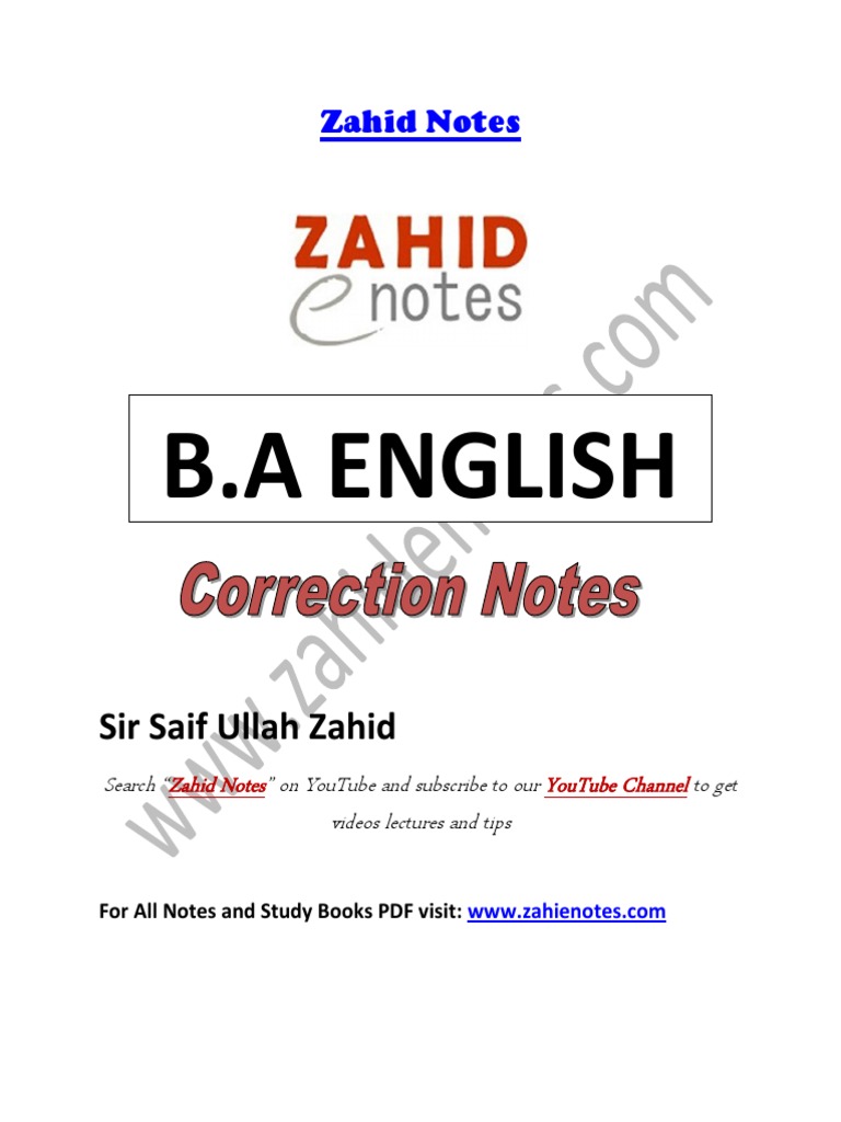 BA English Correction Exercises Notes | PDF