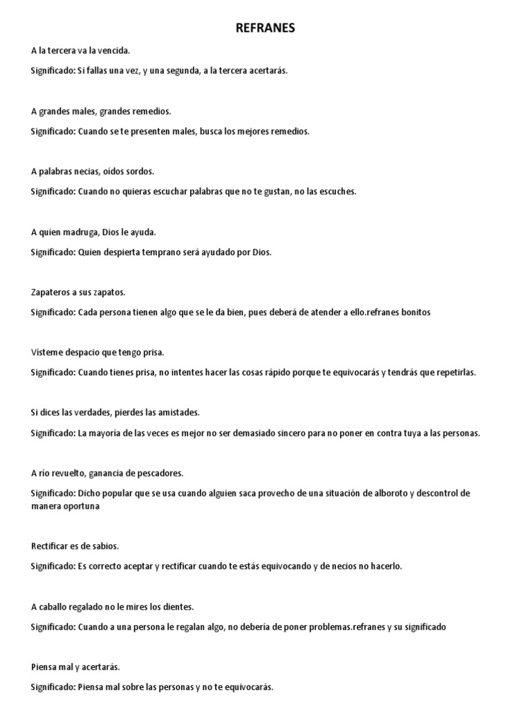 10 Refranes - 10 Dichos y 10 Frases | PDF | El pecado original | Religión y creencia