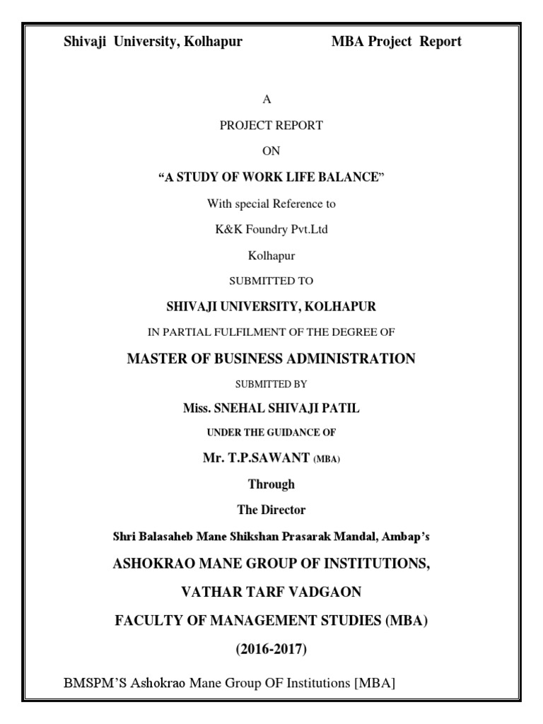Snehal Final Project | PDF | Work–Life Balance | Human Resource Management