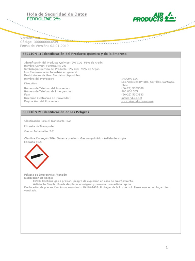 MSDS Ferroline | PDF | Oxígeno | Gases
