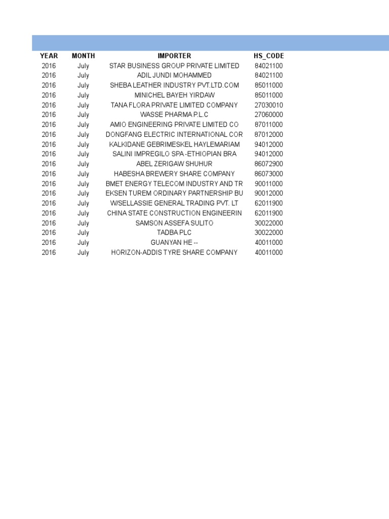 Ethiopia Import Export Sample Report | PDF | Leather | Customs