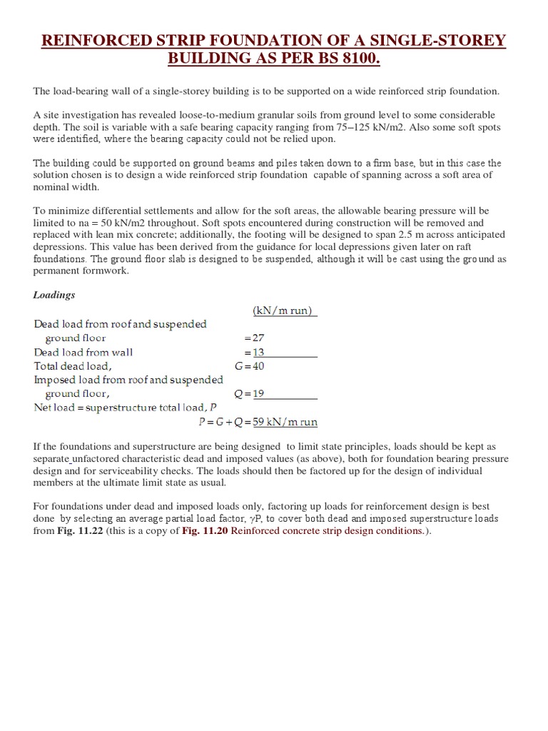 Reinforced Strip Foundation of A Single-Storey Building As Per BS 8100 ...