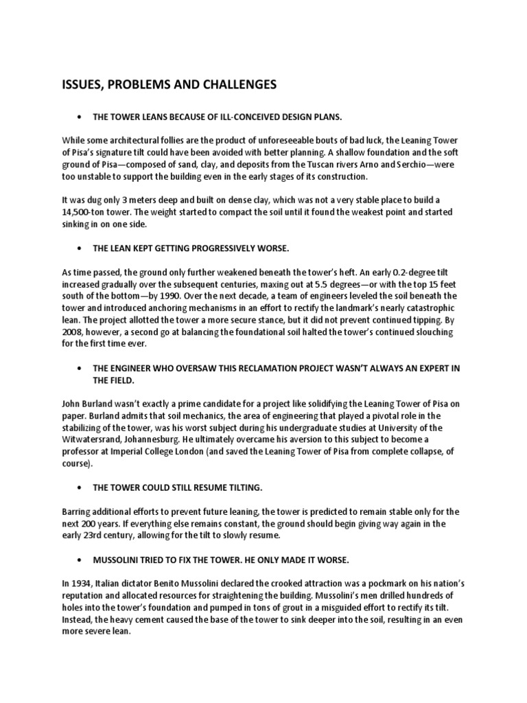 Engineering Pisa's Leaning Tower | PDF | Masonry | Building Engineering