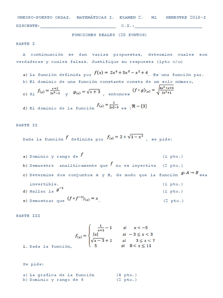 Mat Exa 2 M1 2018-I | PDF