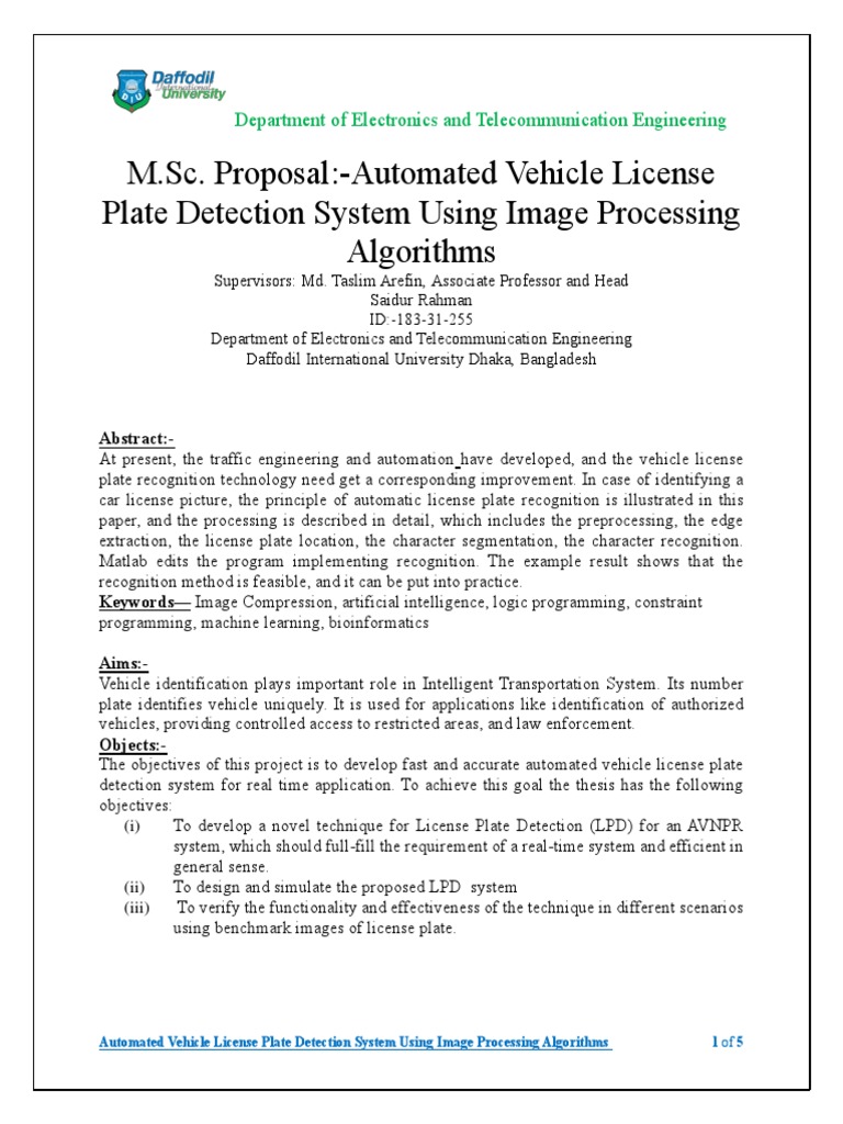 Automated Vehicle License Plate Detection System Using Image Processing ... Automated Vehicle License Plate Detection System Using Image Processing ...