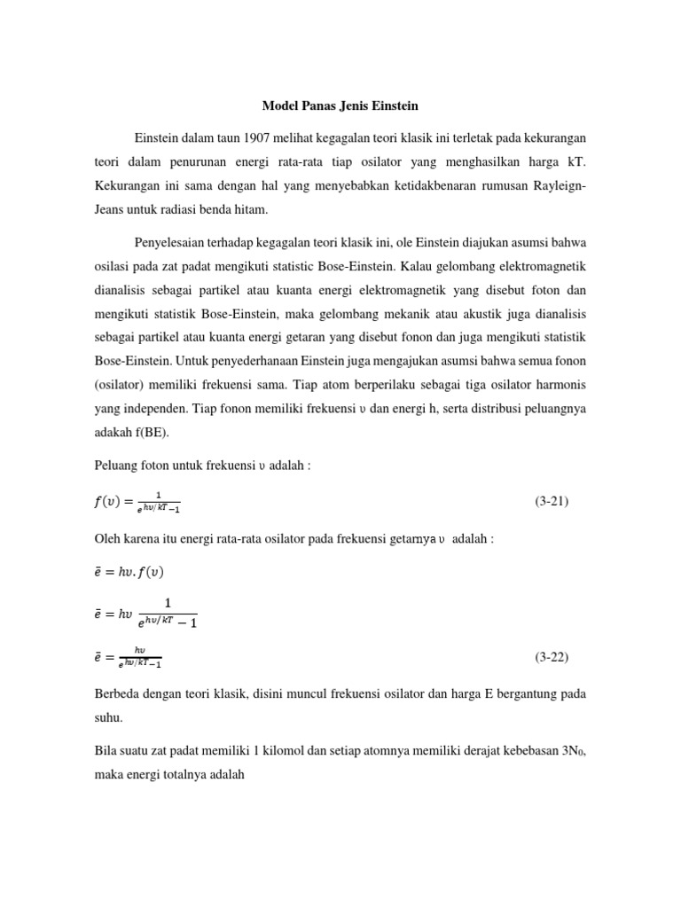 Panas Jenis dalam Model Einstein | PDF