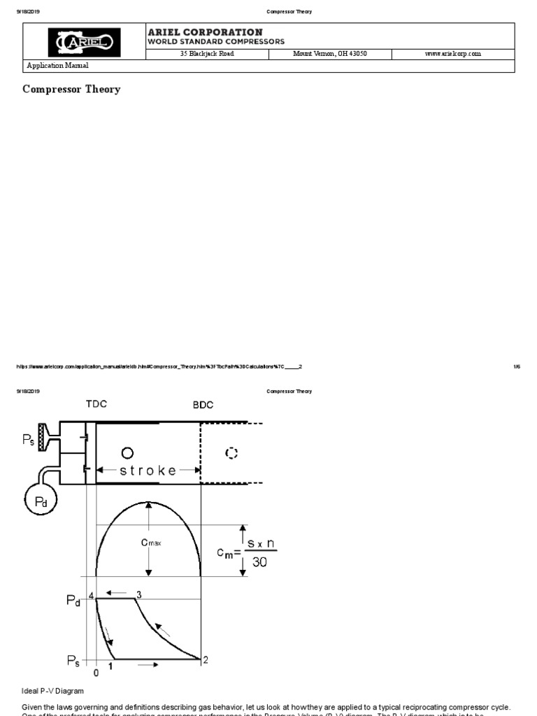 Ariel Compressor Theory | PDF | Cylinder (Engine) | Gases