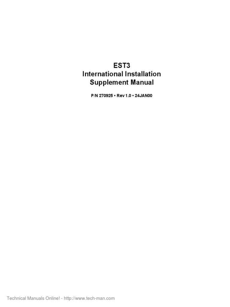 EST EST3 v1.0 International Installation Supplement Manual | PDF | Electrical Wiring | Amplifier